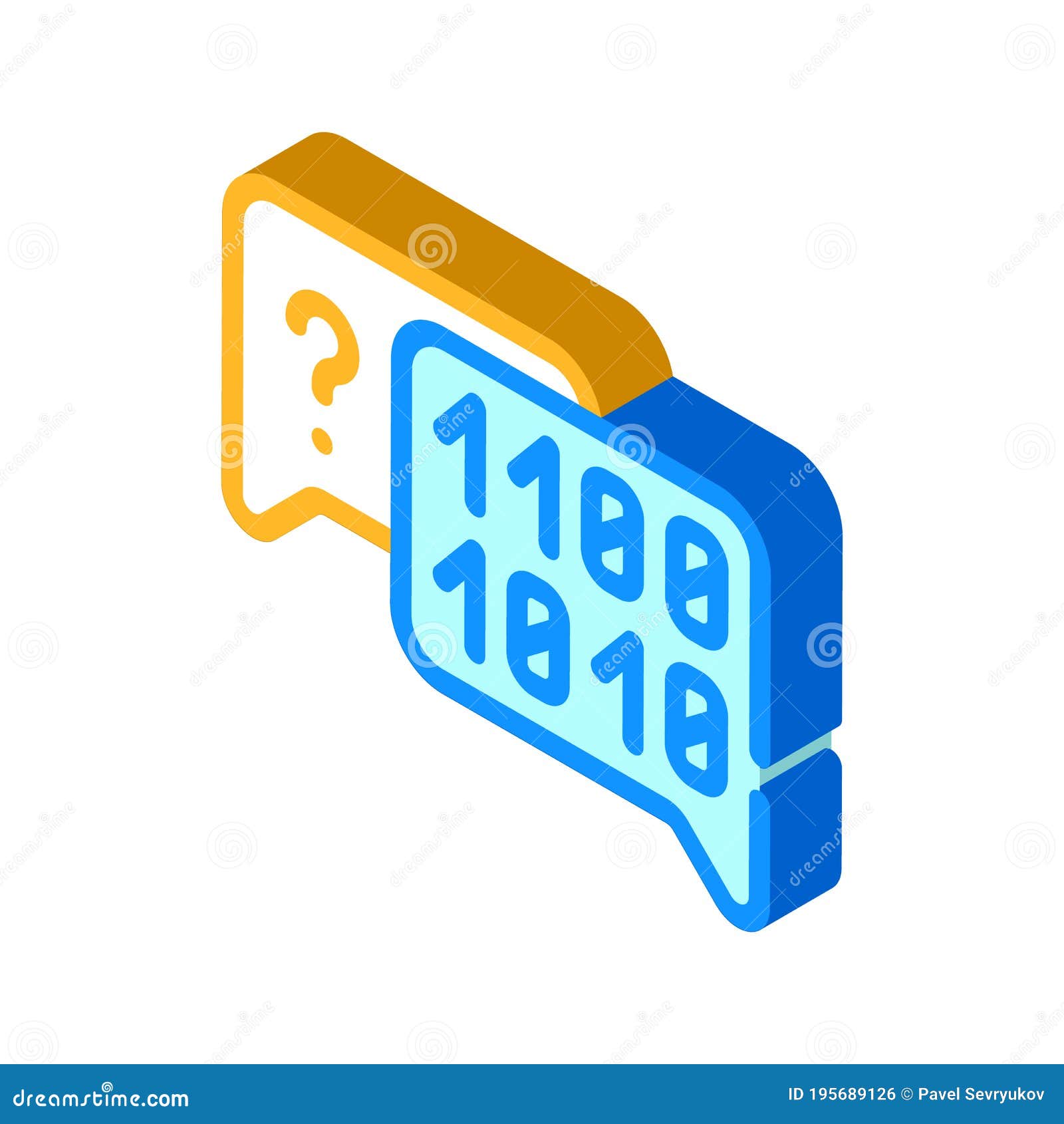 Binary Code and Question Mark Quote Frame Isometric Icon Vector ...