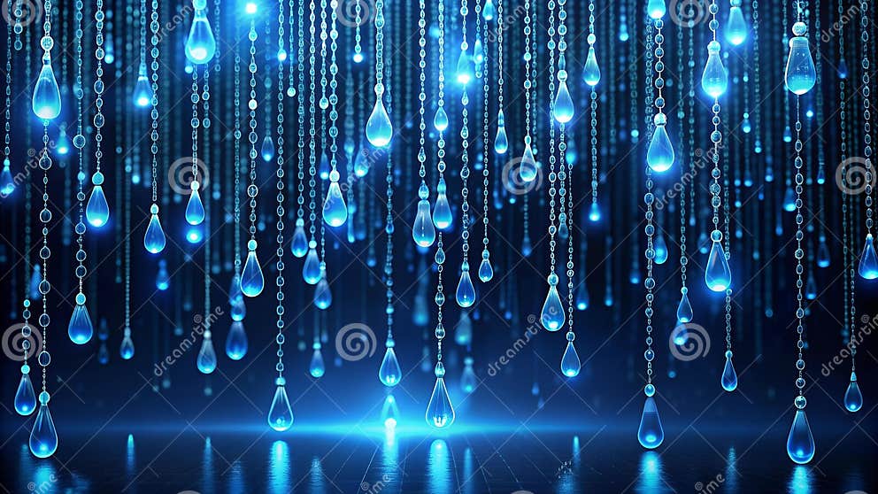 Binary Code Rain a Digital Downpour of Blue Generative AI Stock ...
