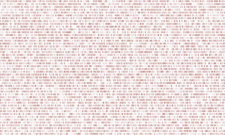 Binary Code Red Background with Two Binary Digits, 0 and 1 on a White ...