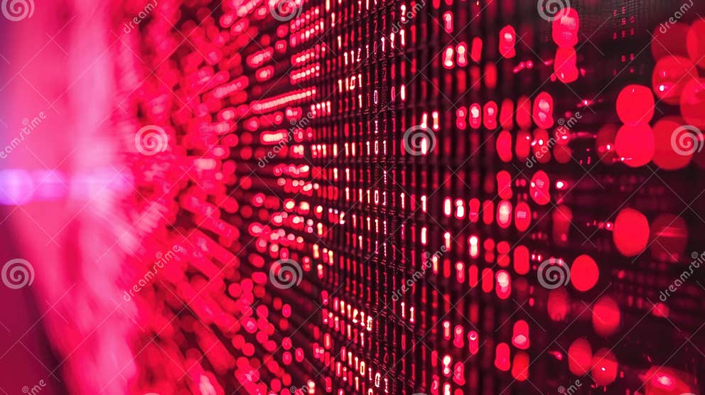 Binary Code Red Glowing Background with Binary Code Technology and ...