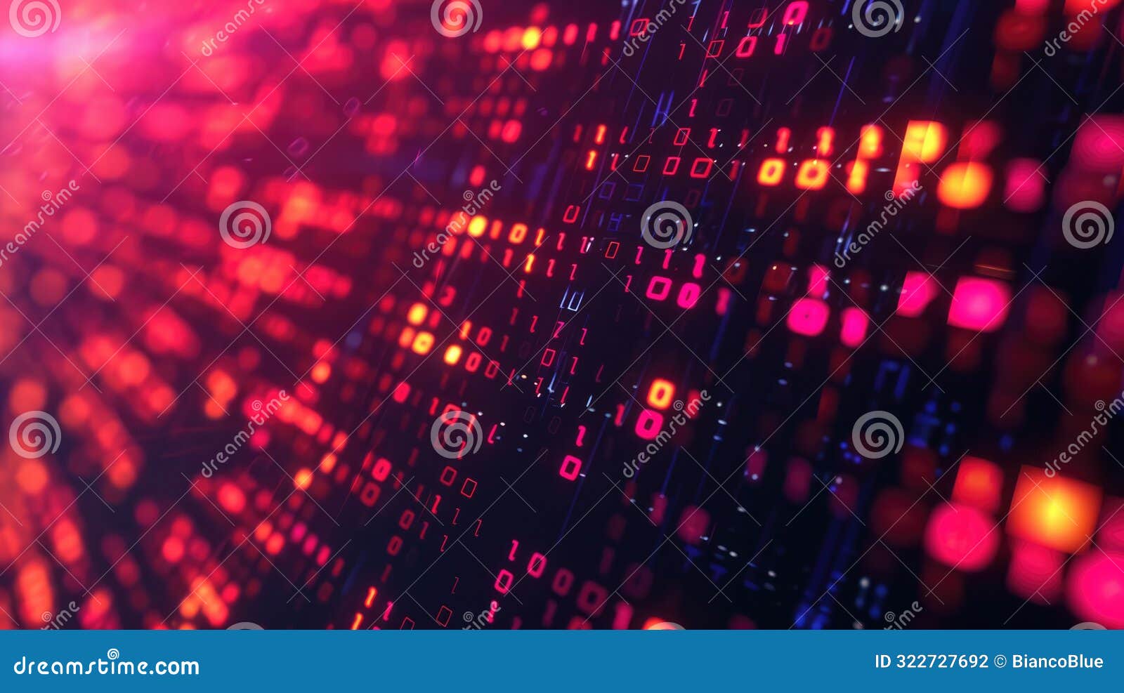 Binary Code Red Glowing Numbers on Dark Background Technology and Programming Concept AIG535 ...