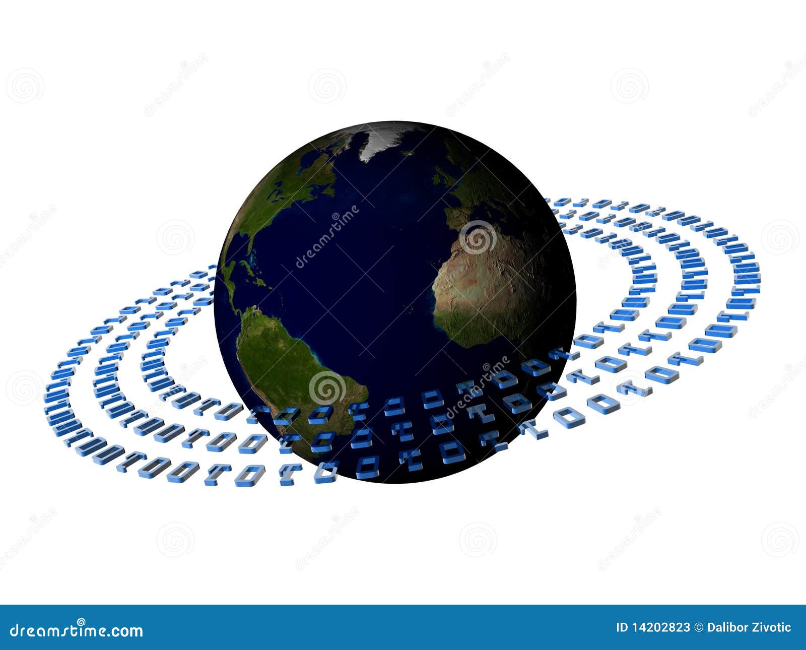 Binary Code Rings Around Earth Stock Illustration - Illustration of ...