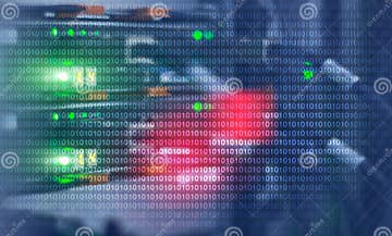 Binary Code on Server Room Background. Abstract Wallpaper Stock Image ...