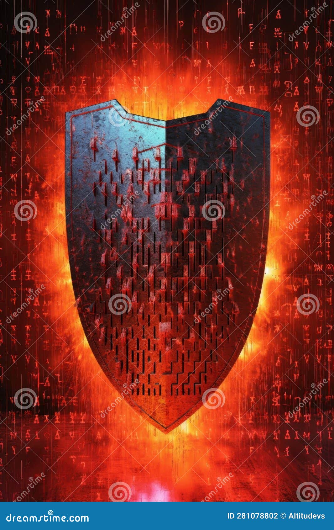 Binary Code with a Shield Overlay Stock Illustration - Illustration of ...