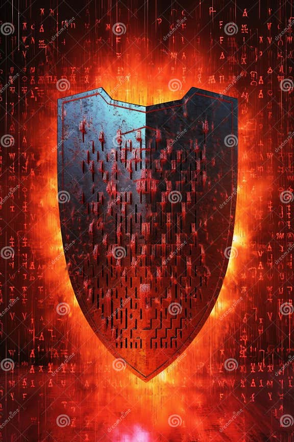Binary Code with a Shield Overlay Stock Illustration - Illustration of shield, protection: 281078802