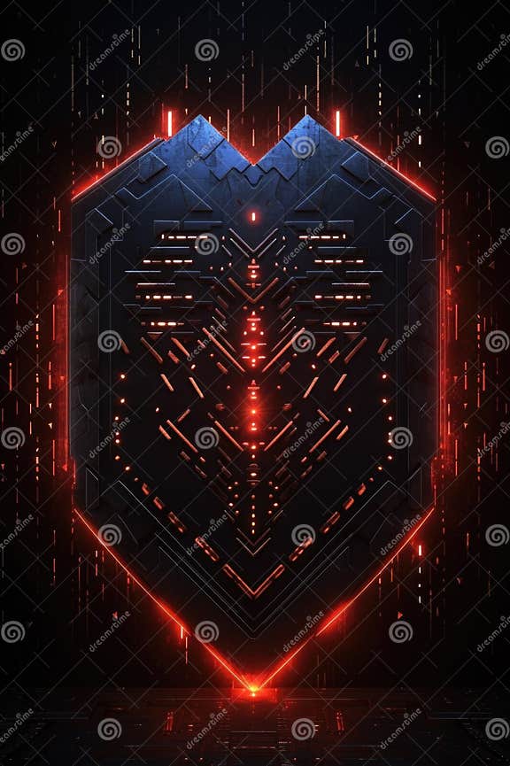 Binary Code and Shield Symbol on a Dark Background Stock Illustration ...