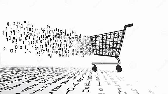 Binary Code and Shopping Cart Symbolizing Online Shopping Technology ...
