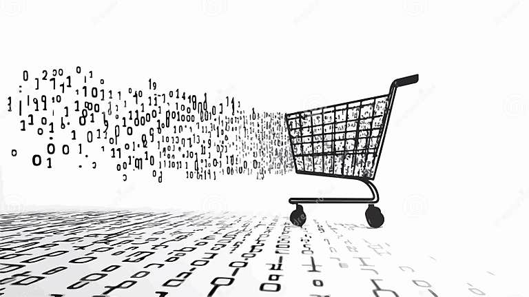 Binary Code and Shopping Cart Symbolizing Online Shopping Technology ...