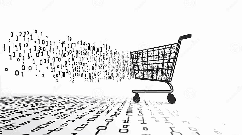 Binary Code and Shopping Cart Symbolizing Online Shopping Technology ...