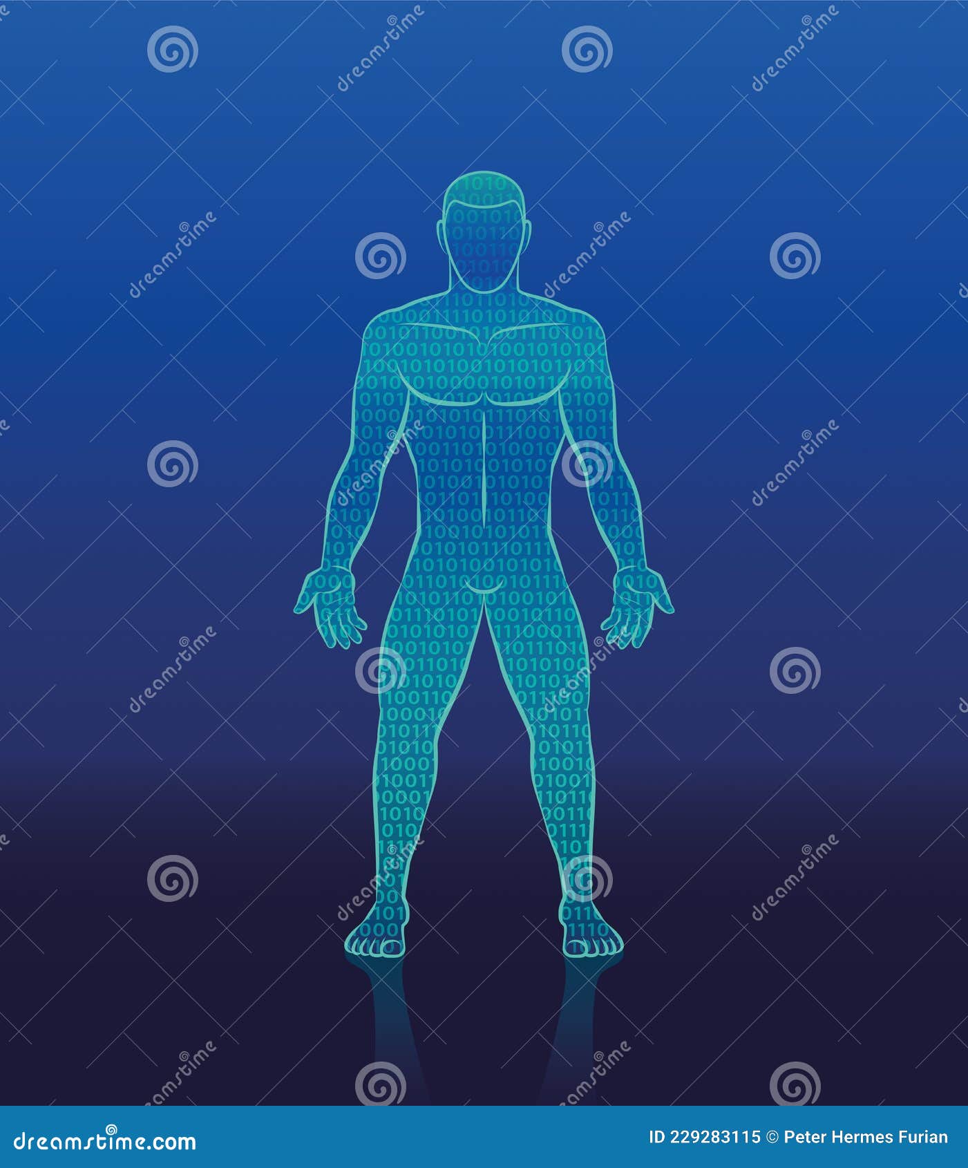 Binary Code Silhouette Cyber Man Human Ones Zeros Stock Vector ...