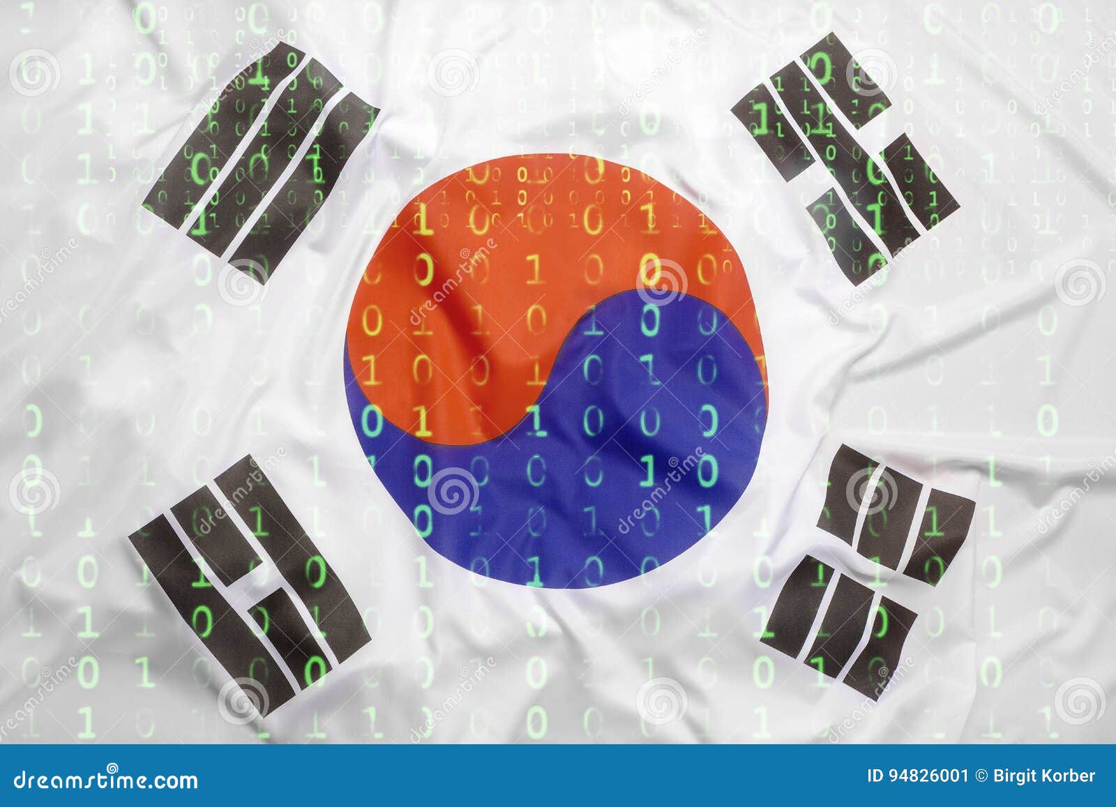 Binary Code with South Korea Flag, Data Protection Concept Stock Image ...