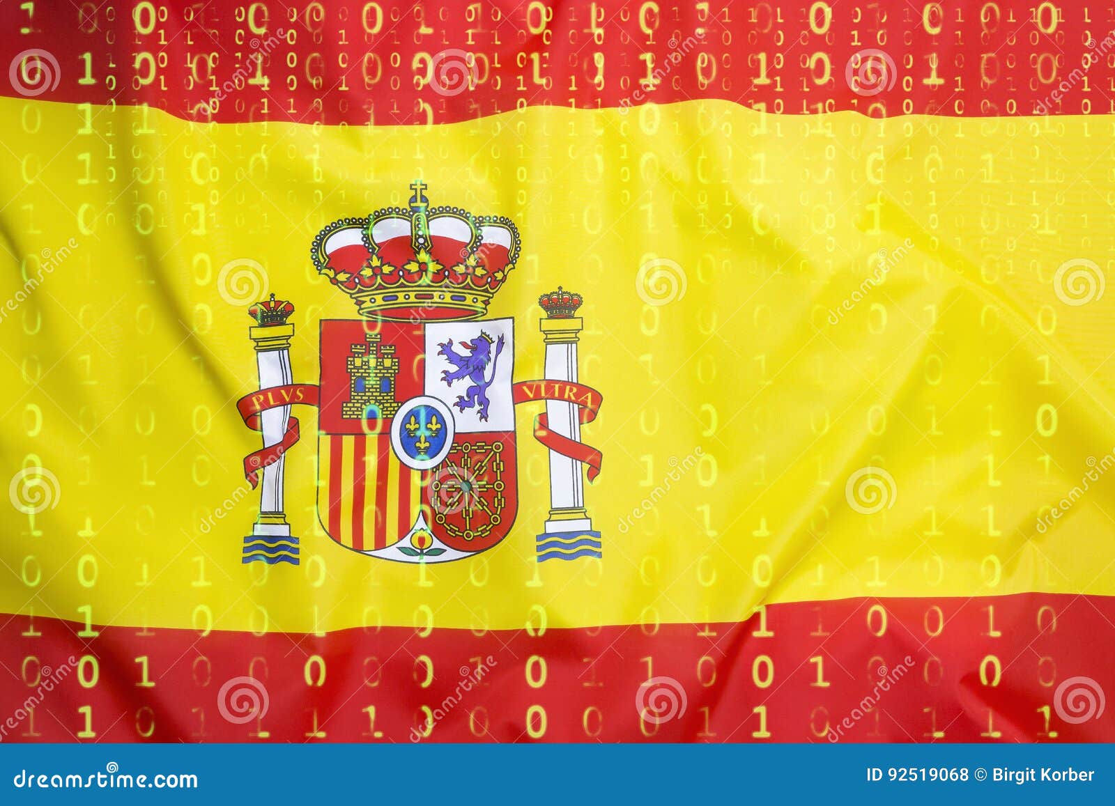 Binary Code with Spain Flag, Data Protection Concept Stock Illustration ...