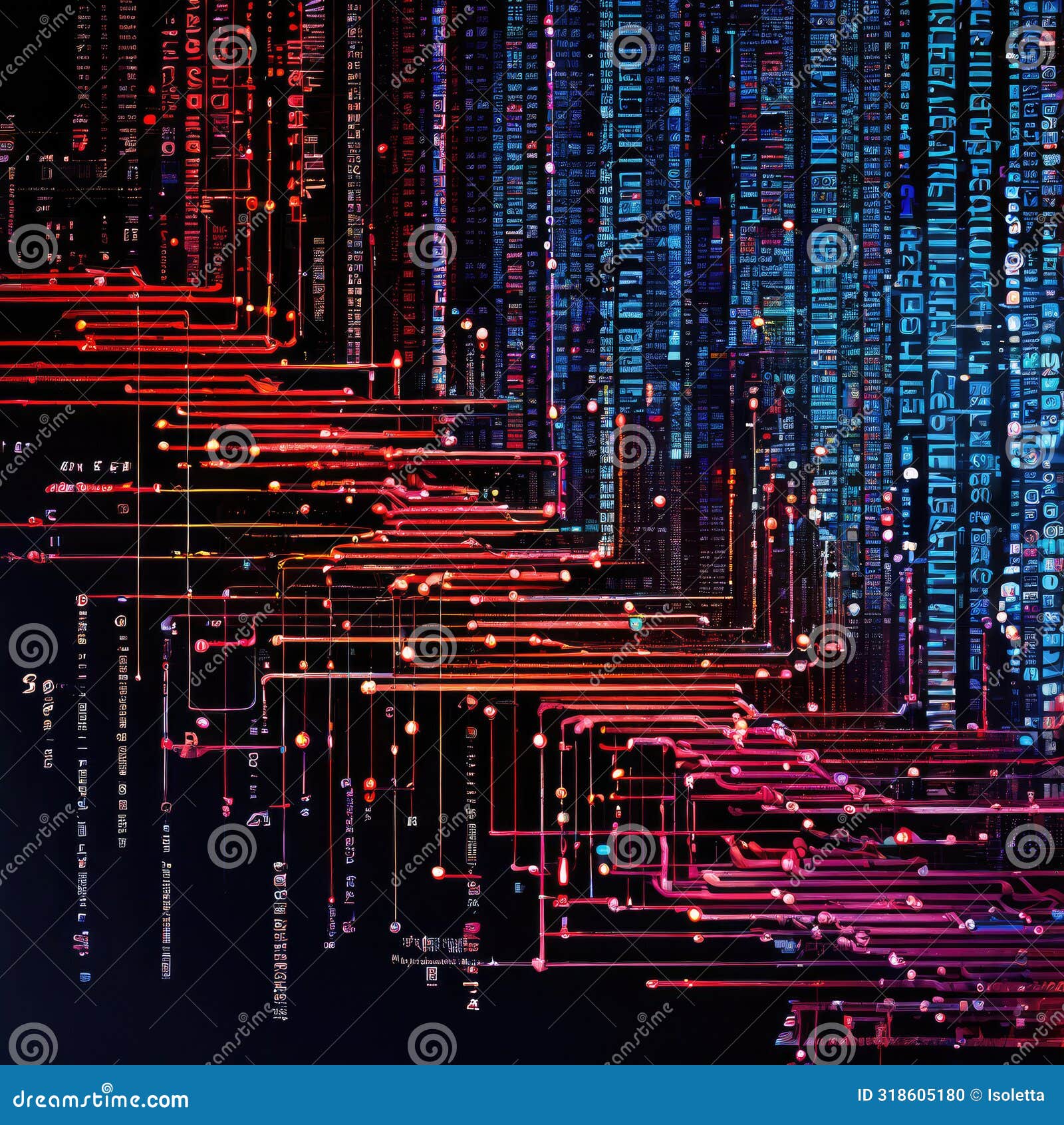 Binary Code Sparkling Cyberspace Matrix Background Stock Photo - Image ...