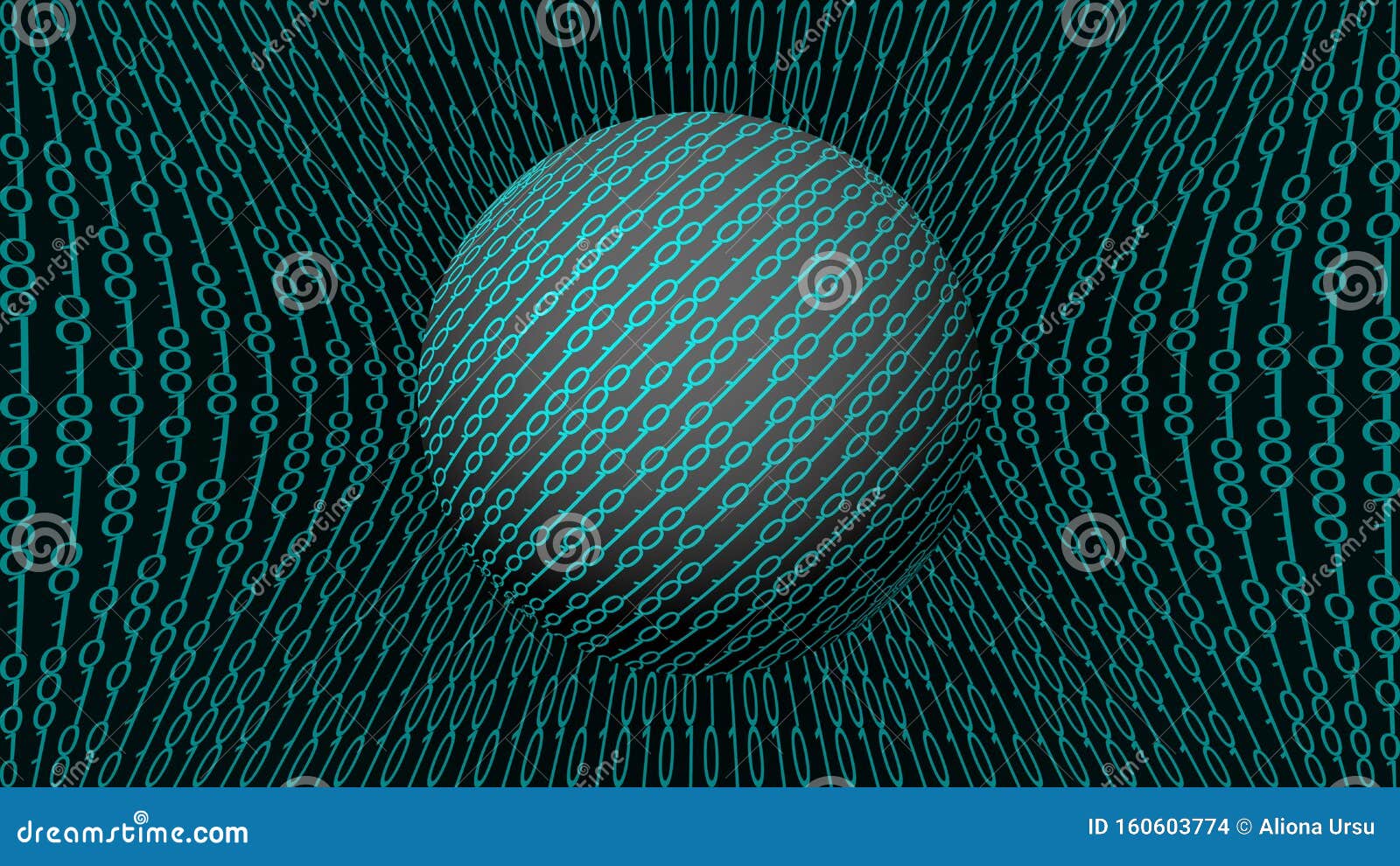 Binary code on a sphere stock vector. Illustration of reality - 160603774
