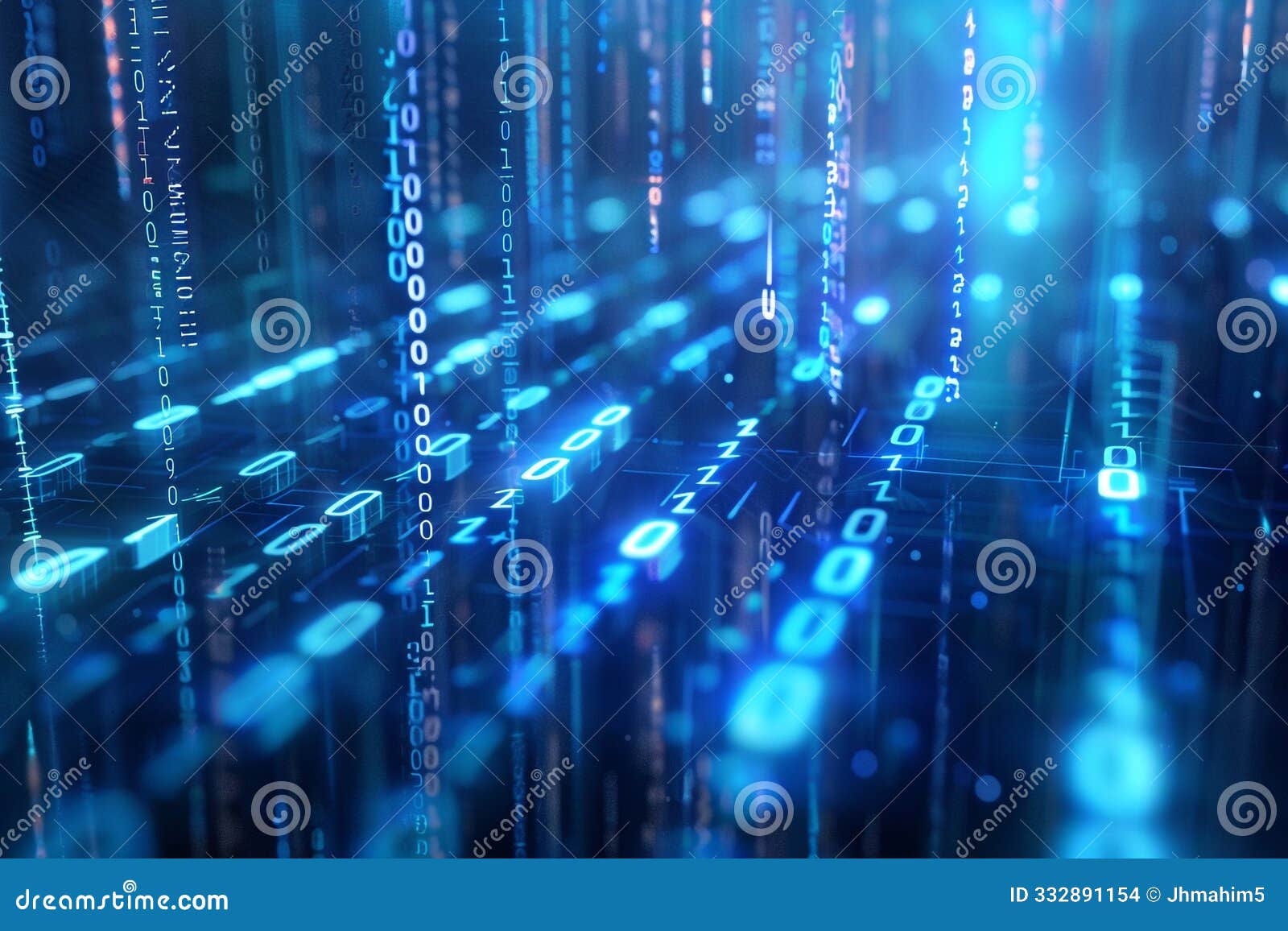 Binary Code Stream Flowing Into A Digital Lock Signifying Cybersecurity
