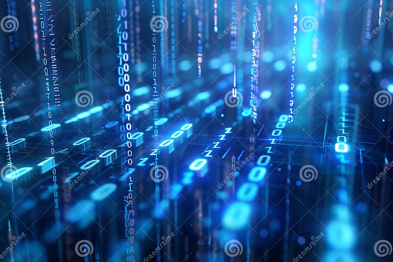 Binary Code Stream Flowing into a Digital Lock Signifying Cybersecurity Stock Illustration ...