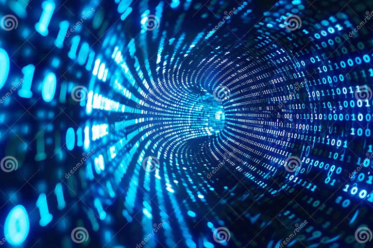 Binary Code Stream Flowing into a Digital Lock Signifying Cybersecurity ...