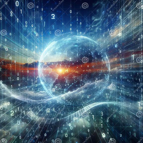 Binary Code a Stream of Binary Code Representing Digital Communi Stock Illustration ...