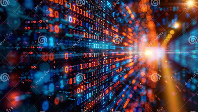 Binary Code Streams: High-Speed Data Transfer, Generative Ai Stock ...