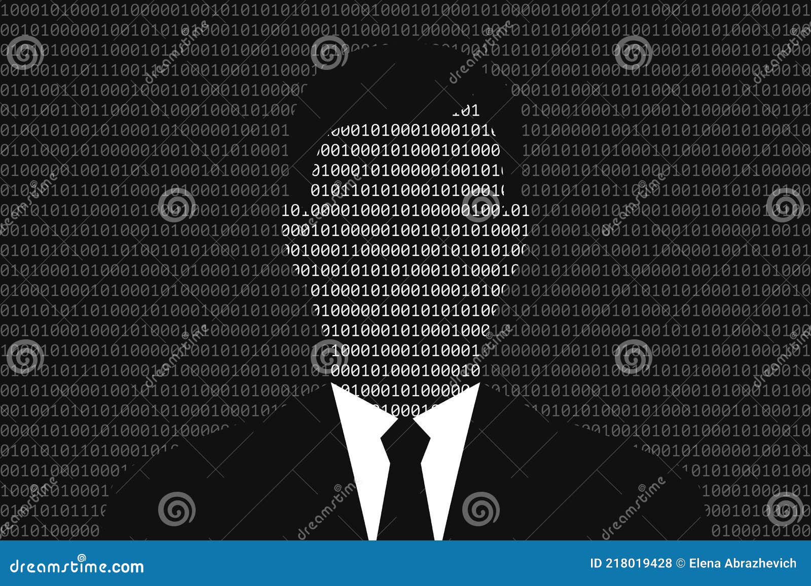 Binary Code Surface and Silhouette of Businessman Wearing Suit Stock ...