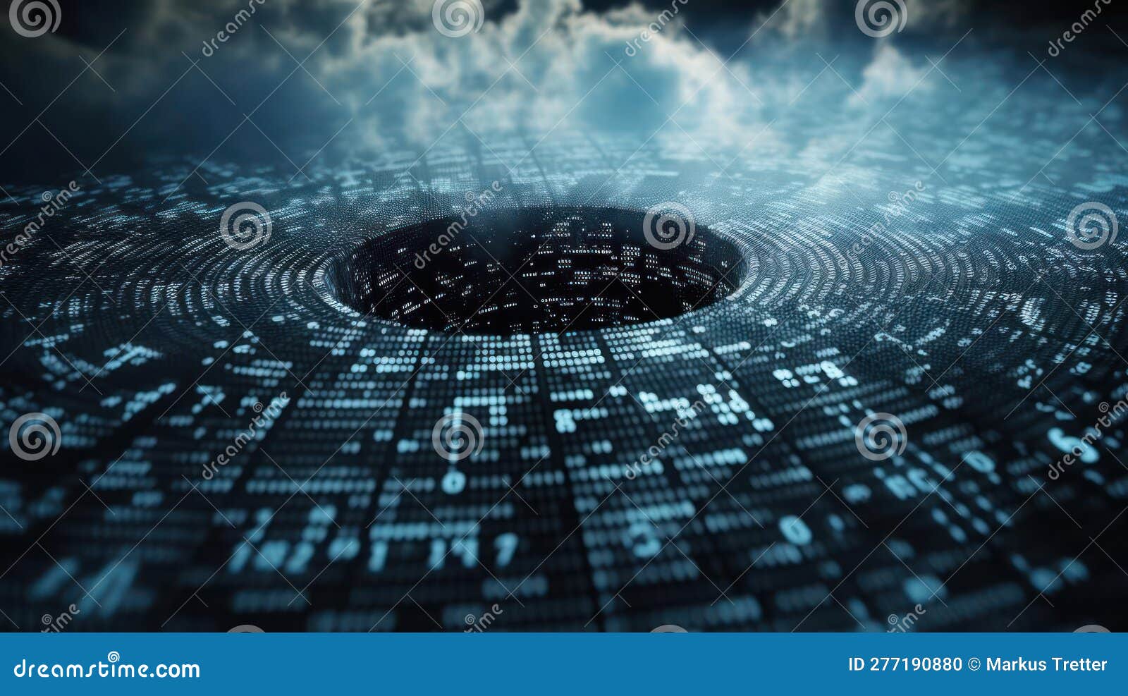 A Binary Code Symbol Surrounded by Clouds of Data Created with ...