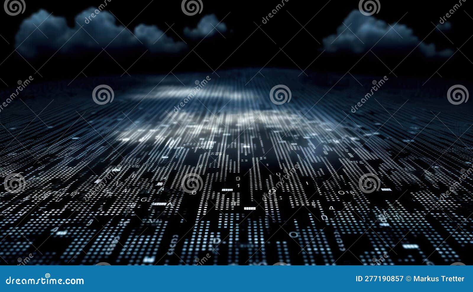 A Binary Code Symbol Surrounded by Clouds of Data Created with Generative AI Stock Illustration ...