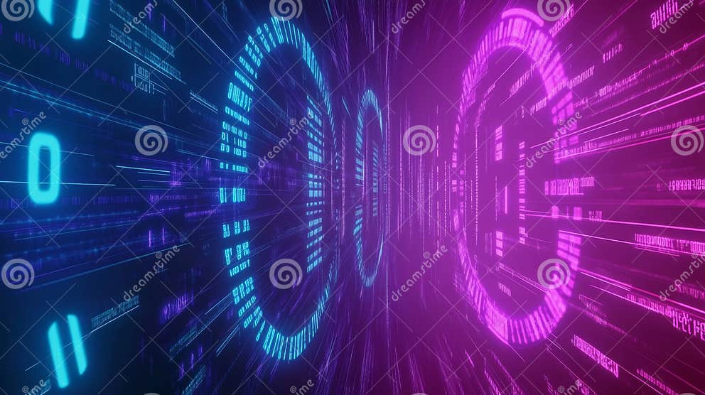 The Binary Code Theme is Supported by Bokeh Lights in Combination with ...