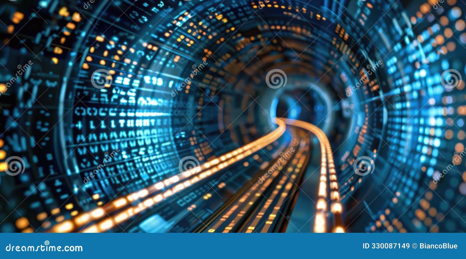 Binary Code Tunnel with Digital Elements. Abstract Art Digital Image. AIG49. Stock Image - Image ...