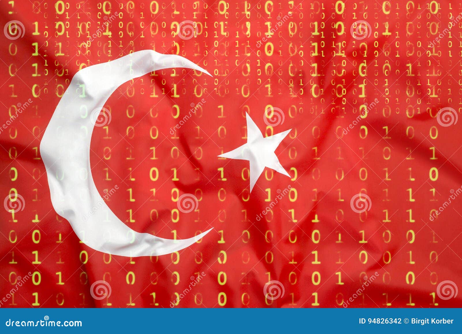 Binary Code with Turkey Flag, Data Protection Concept Stock Photo ...