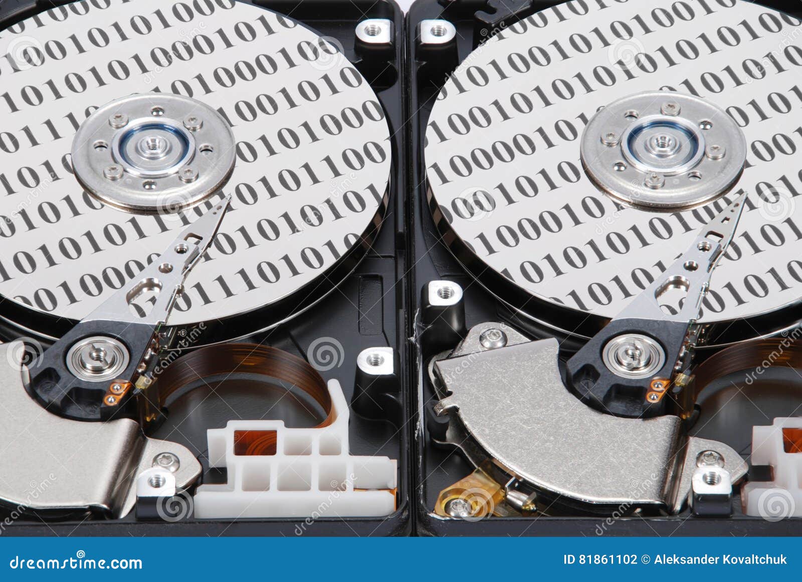 Binary code on two HDD stock photo. Image of desktop - 81861102