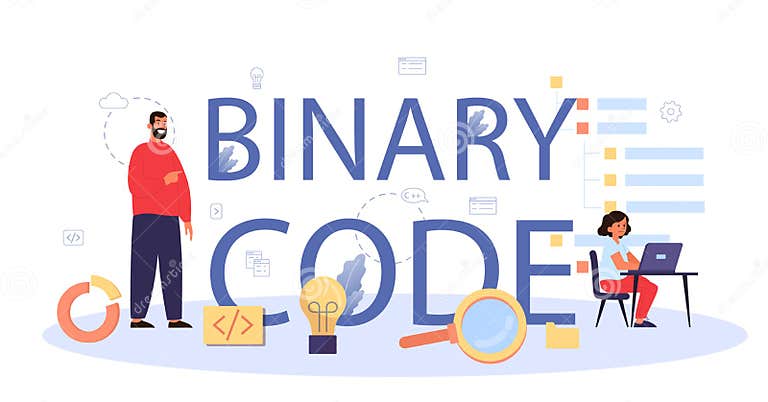 Binary Code Typographic Header. Student Write Software and Create Stock ...