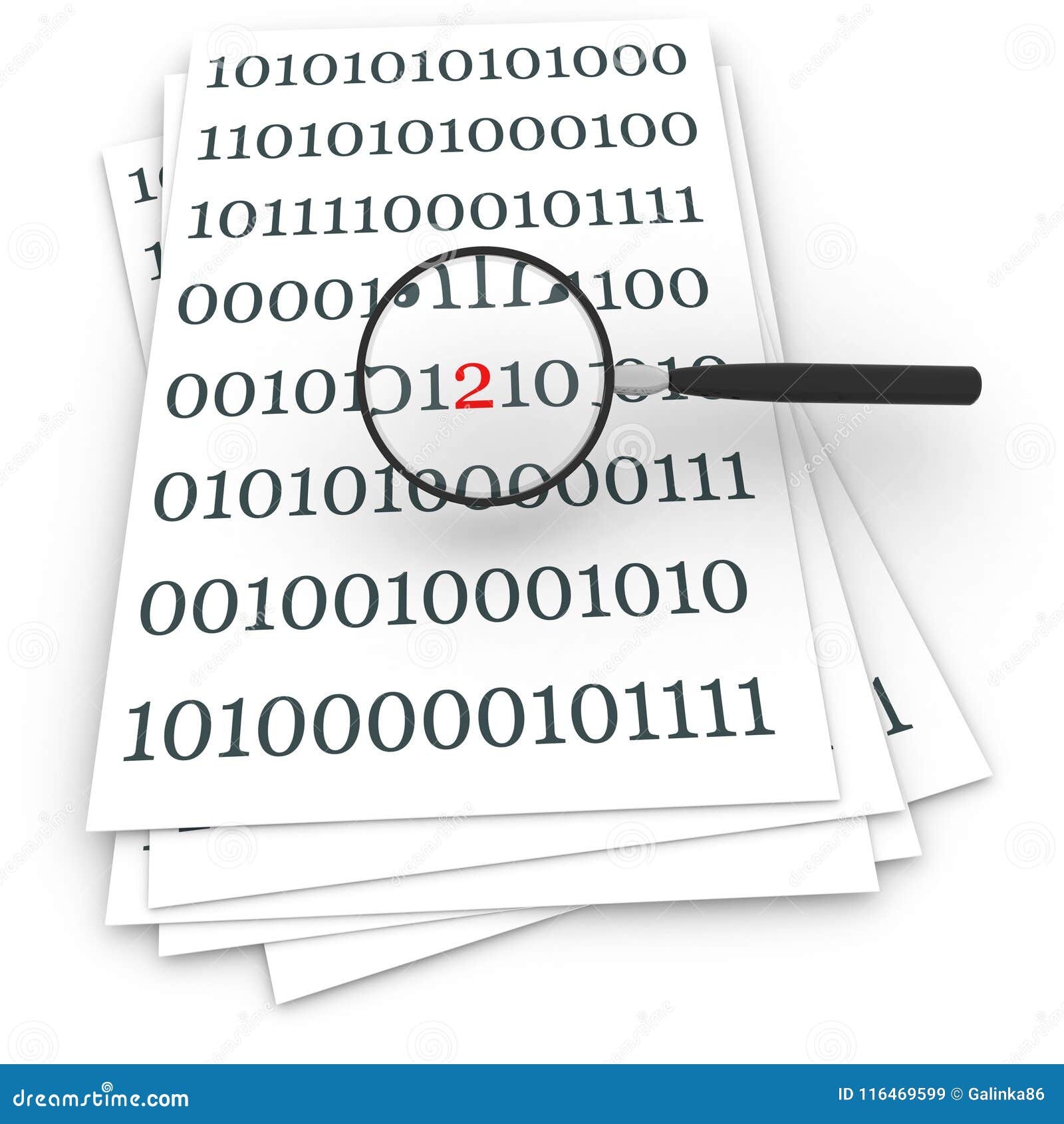 Binary Code Under Magnifying Glass Stock Illustration - Illustration of ...