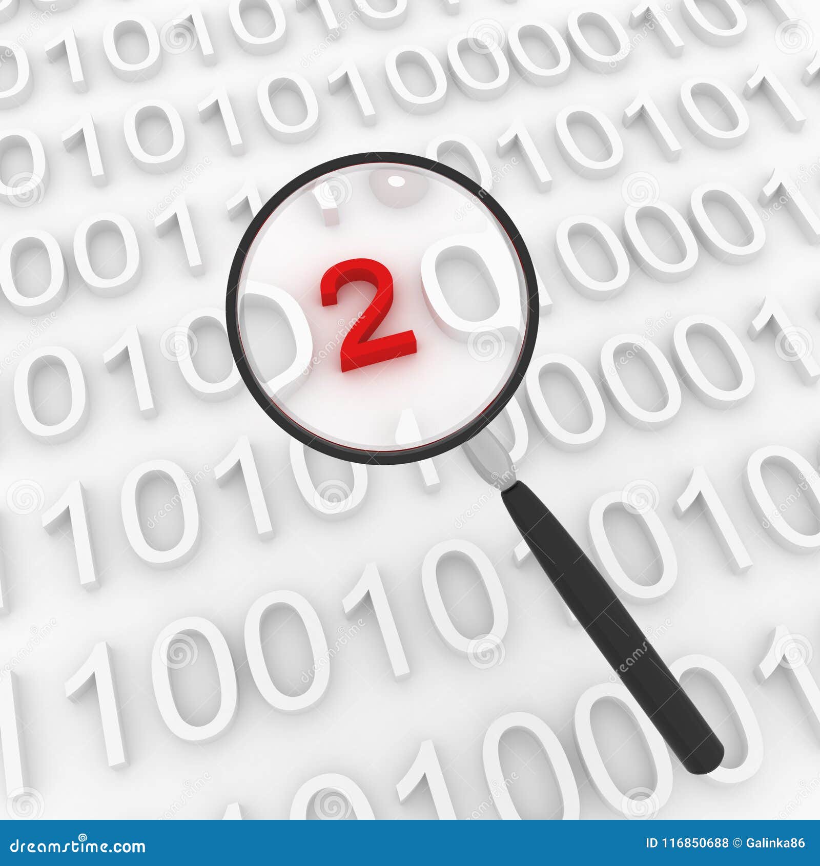 Binary Code Under Magnifying Glass Stock Illustration - Illustration of ...