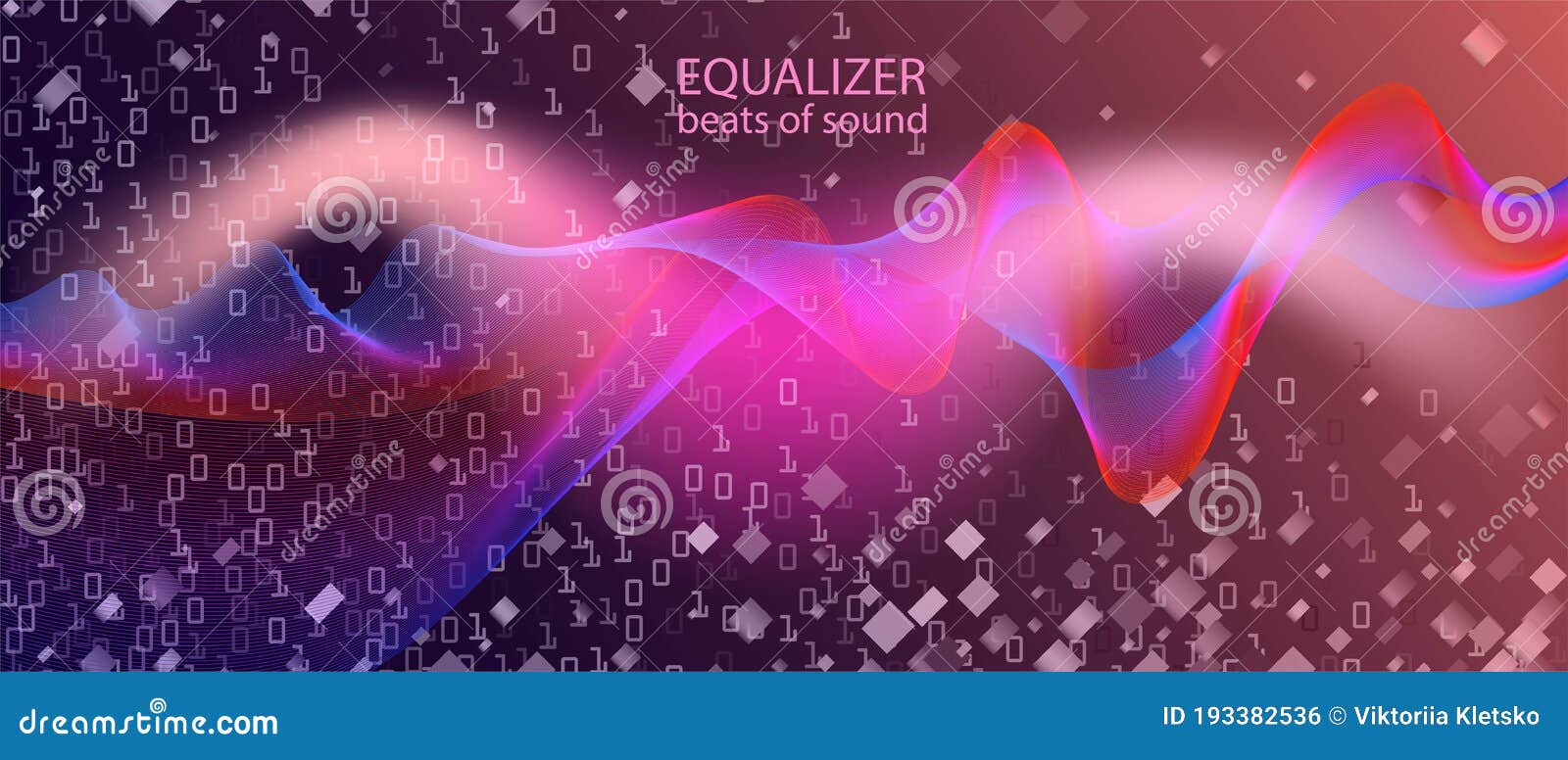 Binary Code Vector Landing Page. Computing Colorful Music Design. Pink ...