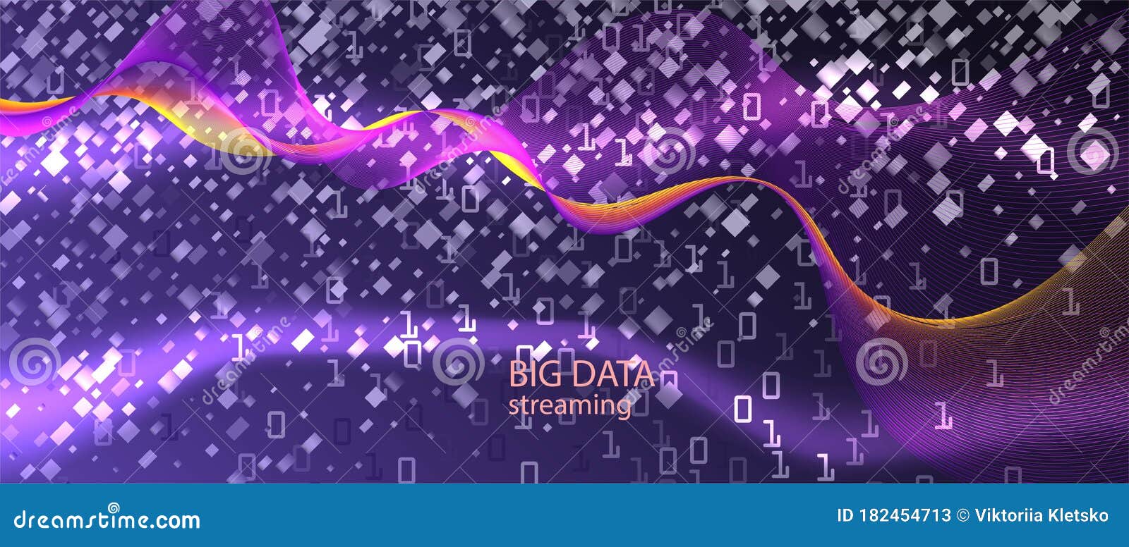 Binary Code Vector Presentation. Digital Equalizer Slide. Purple Pink Blue Background. Matrix ...
