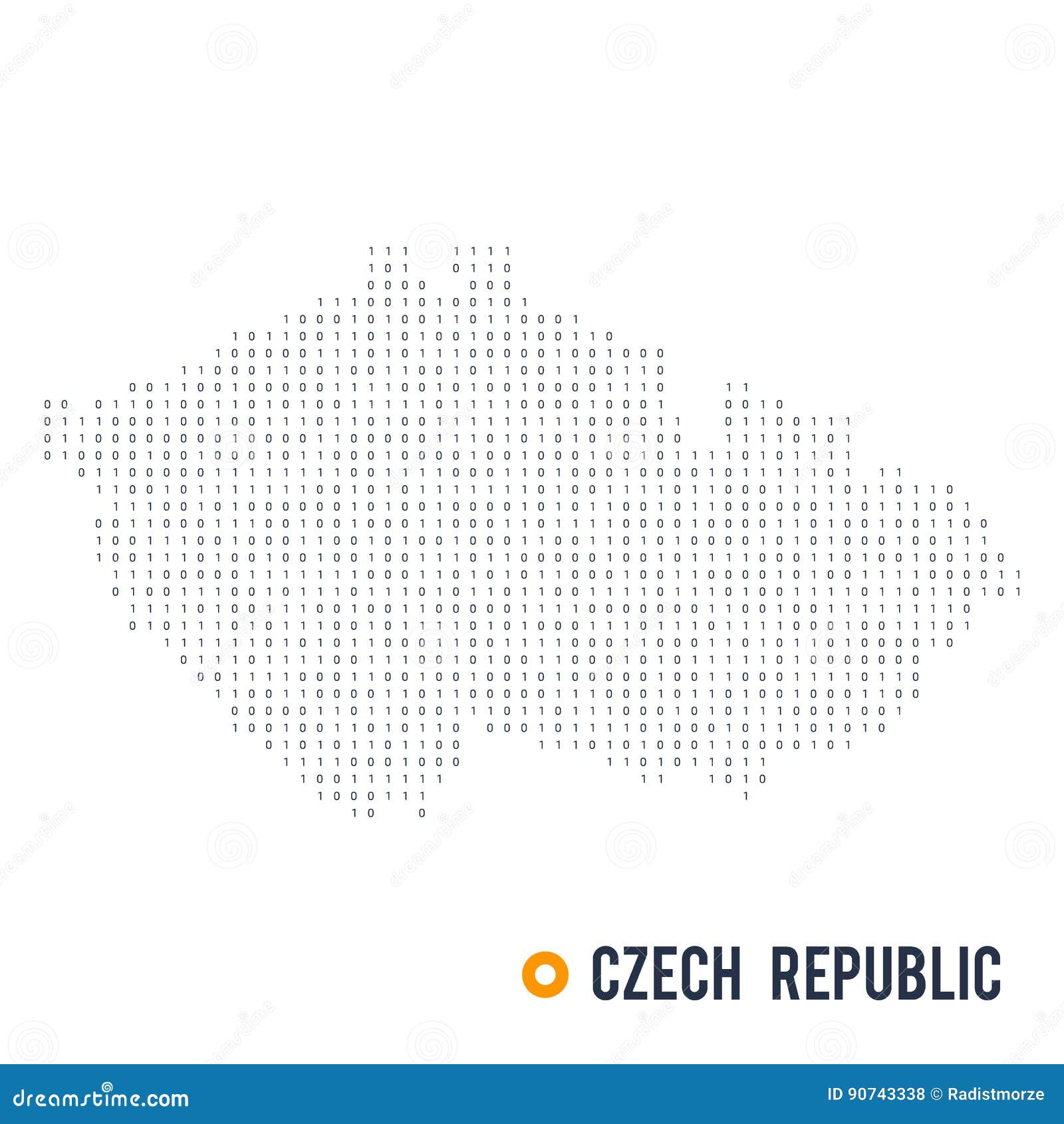 Binary Code Vector Stylized Map of Czech Republic Isolated on White ...