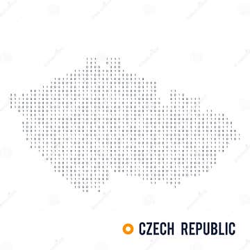 Binary Code Vector Stylized Map of Czech Republic Isolated on White ...