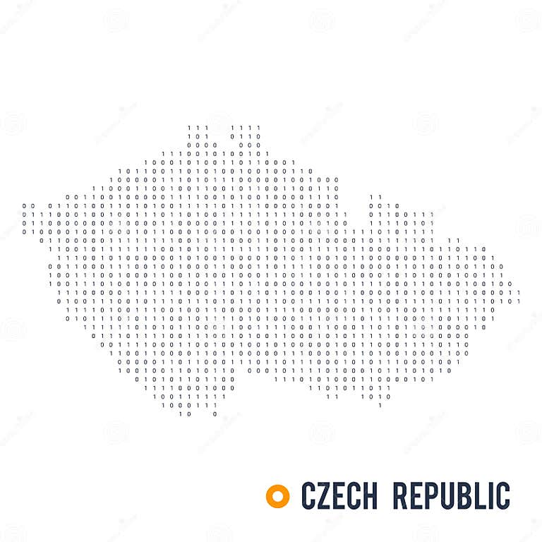Binary Code Vector Stylized Map of Czech Republic Isolated on White ...