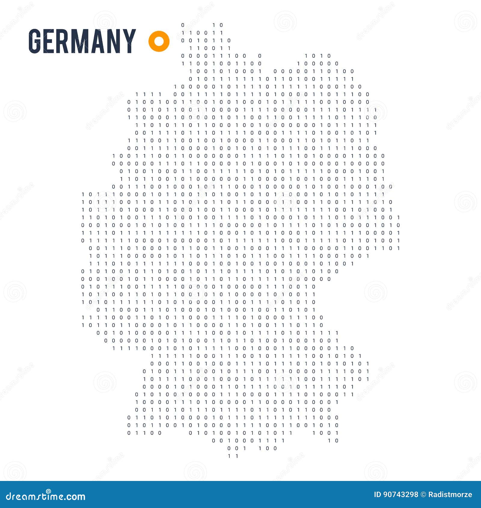Binary Code Vector Stylized Map of Germany Isolated on White Background ...