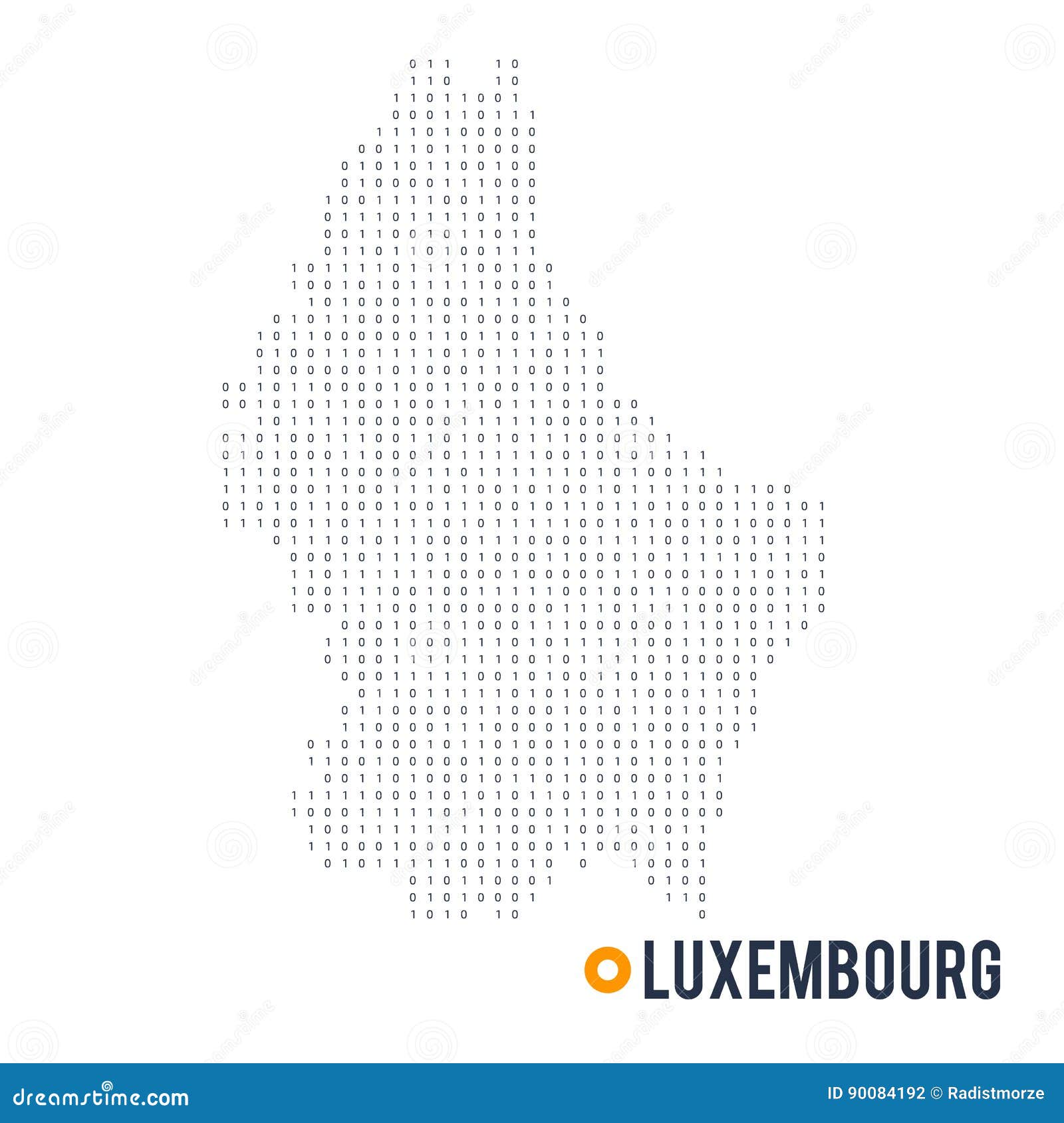 Binary Code Vector Stylized Map of Luxembourg Isolated on White ...