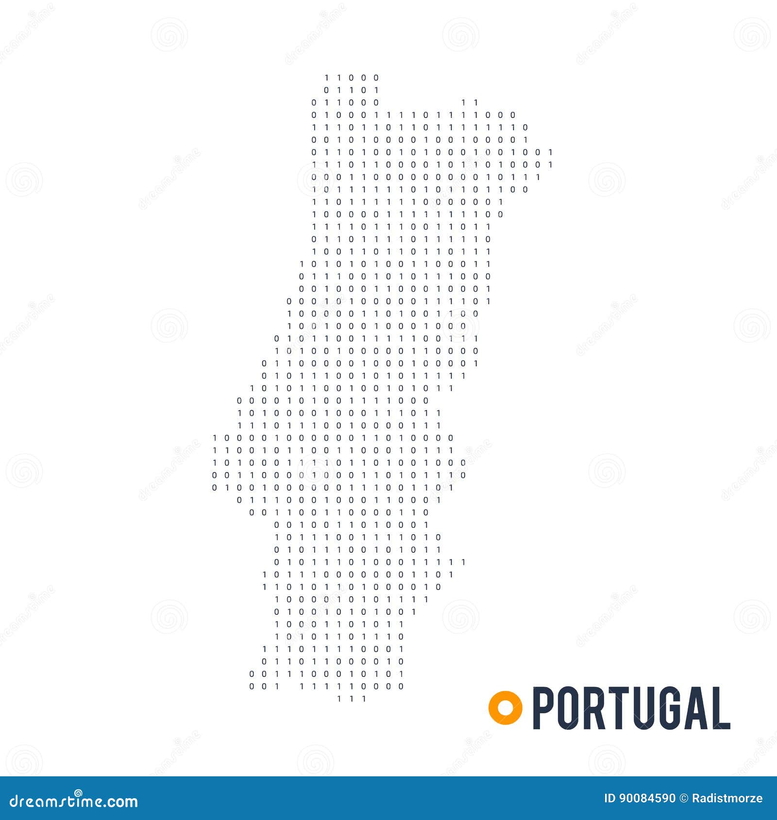 Binary Code Vector Stylized Map Of Portugal Isolated On White ...
