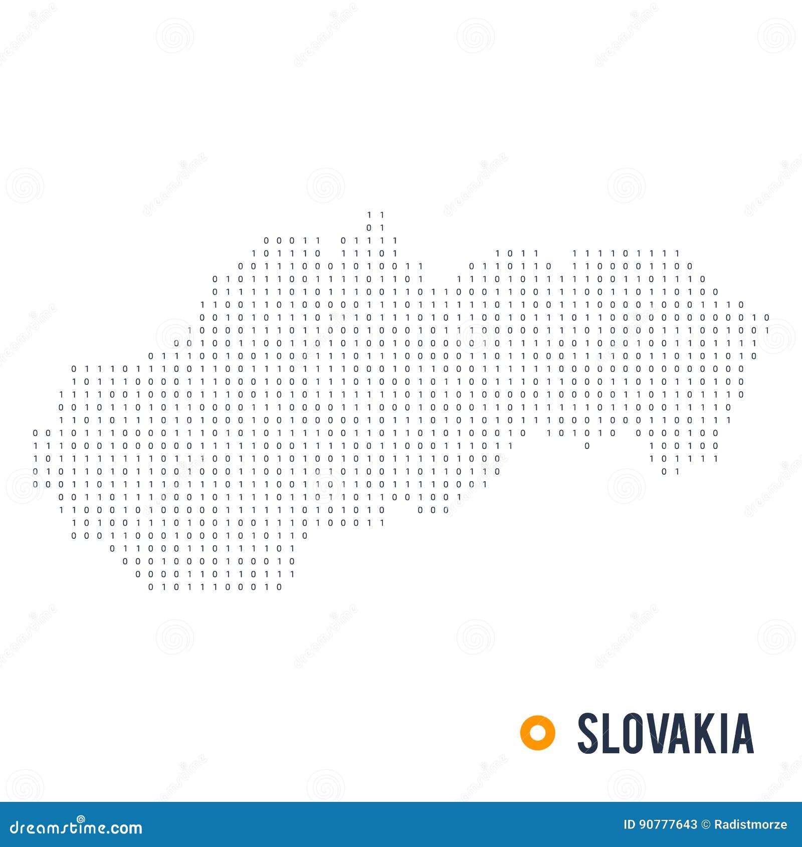 Binary Code Vector Stylized Map of Slovakia Isolated on White ...