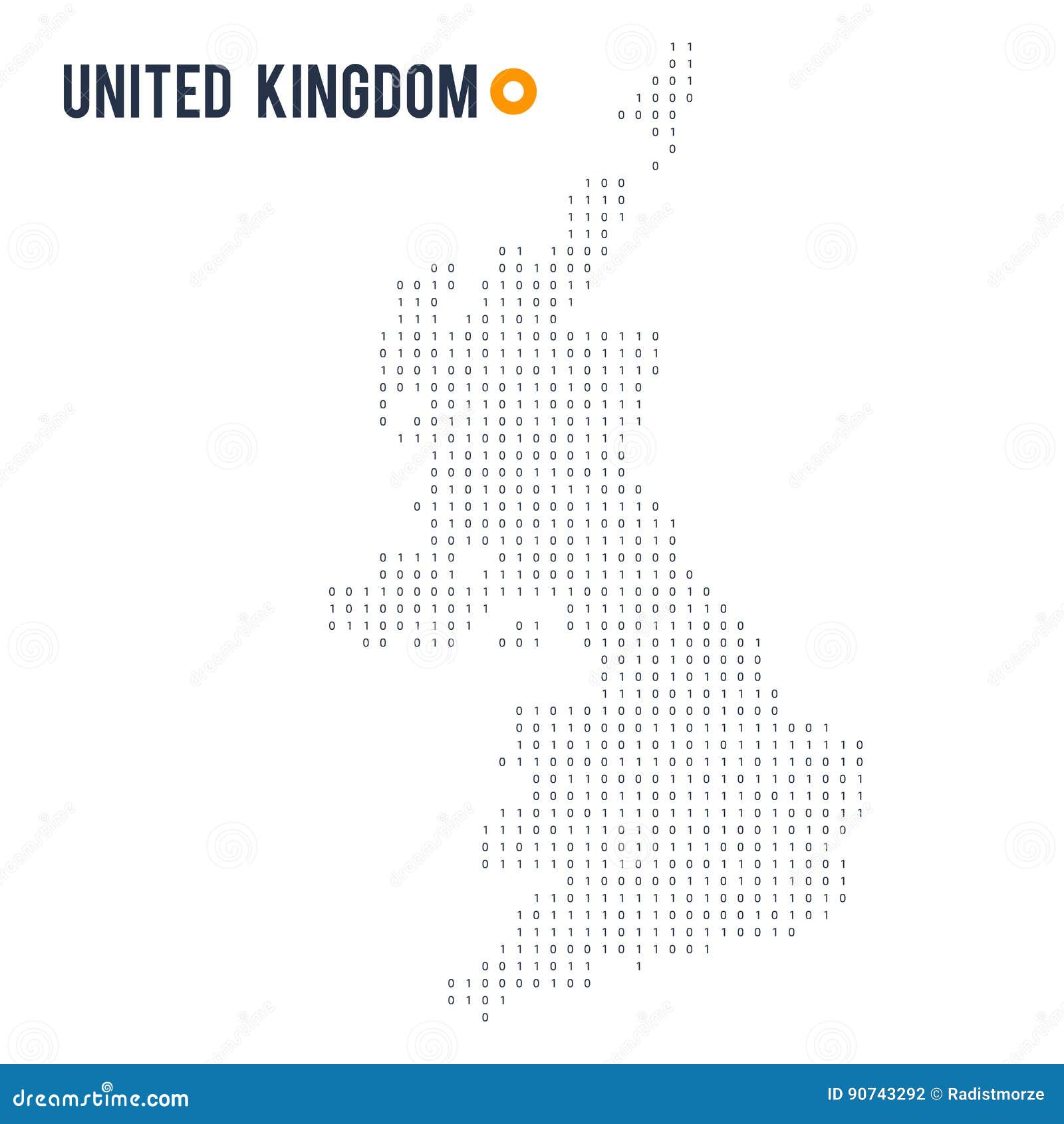 Binary Code Vector Stylized Map of United Kingdom Isolated on White ...