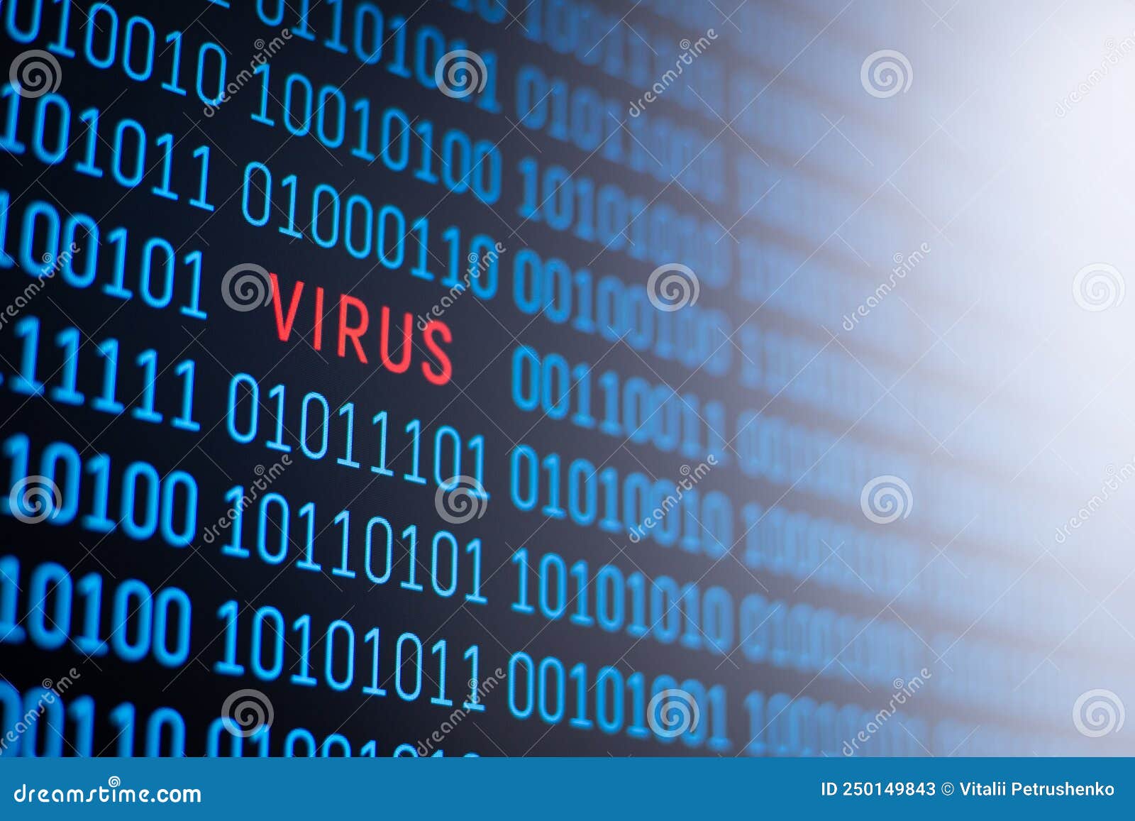Binary Code With Virus On Computer Screen Stock Image Image Of