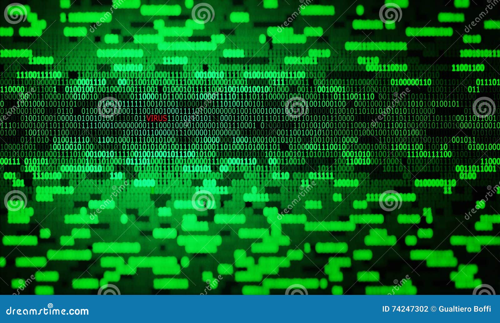 Binary code and virus stock illustration. Illustration of connection ...