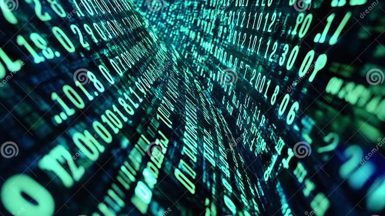 Binary Code Visualization that Evolves into Flowing Calligraphy with Each Character Leaving ...