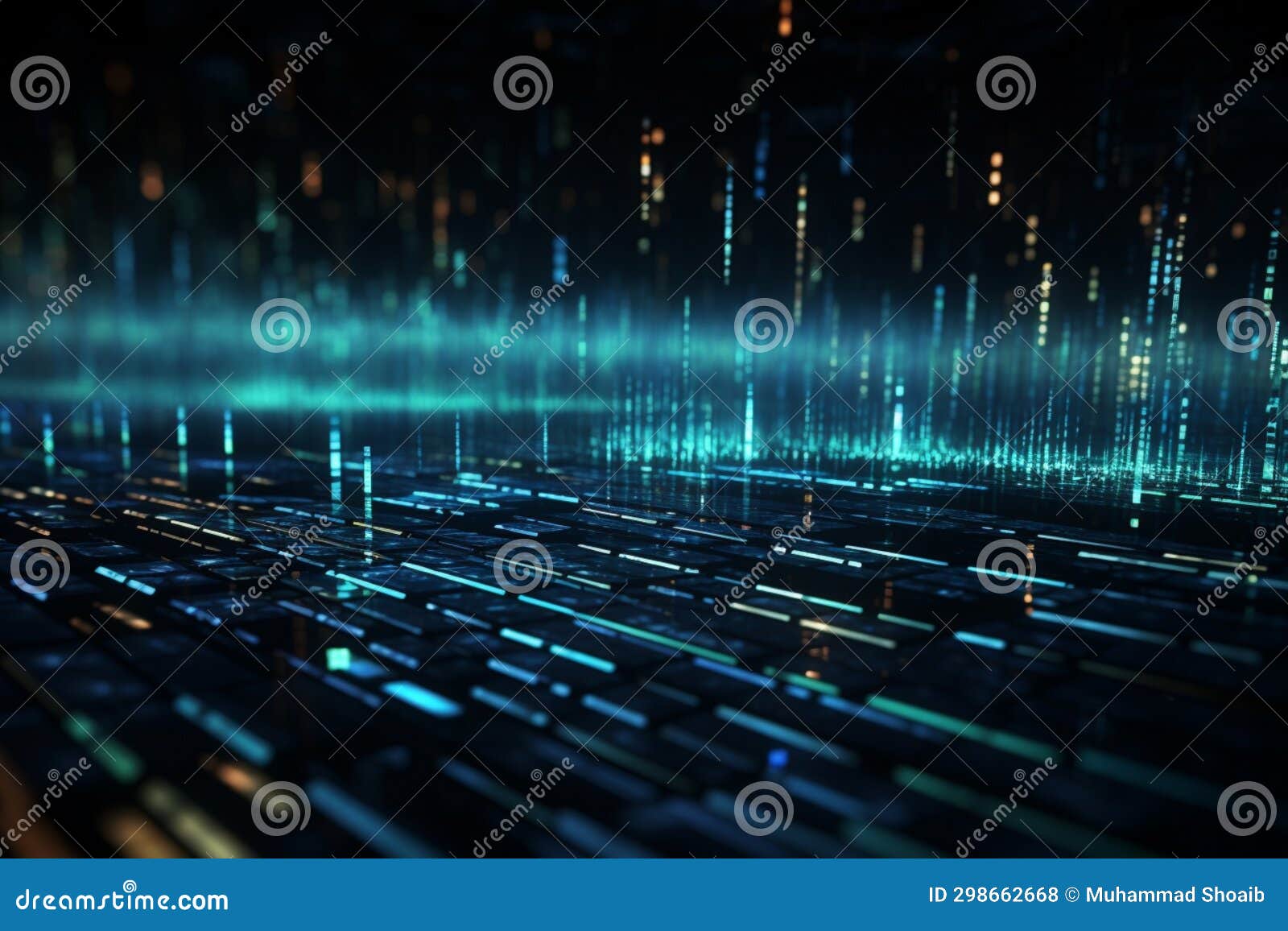 Binary Code Waves Depict Data Flow Digital Security in Internet Technology Stock Illustration ...