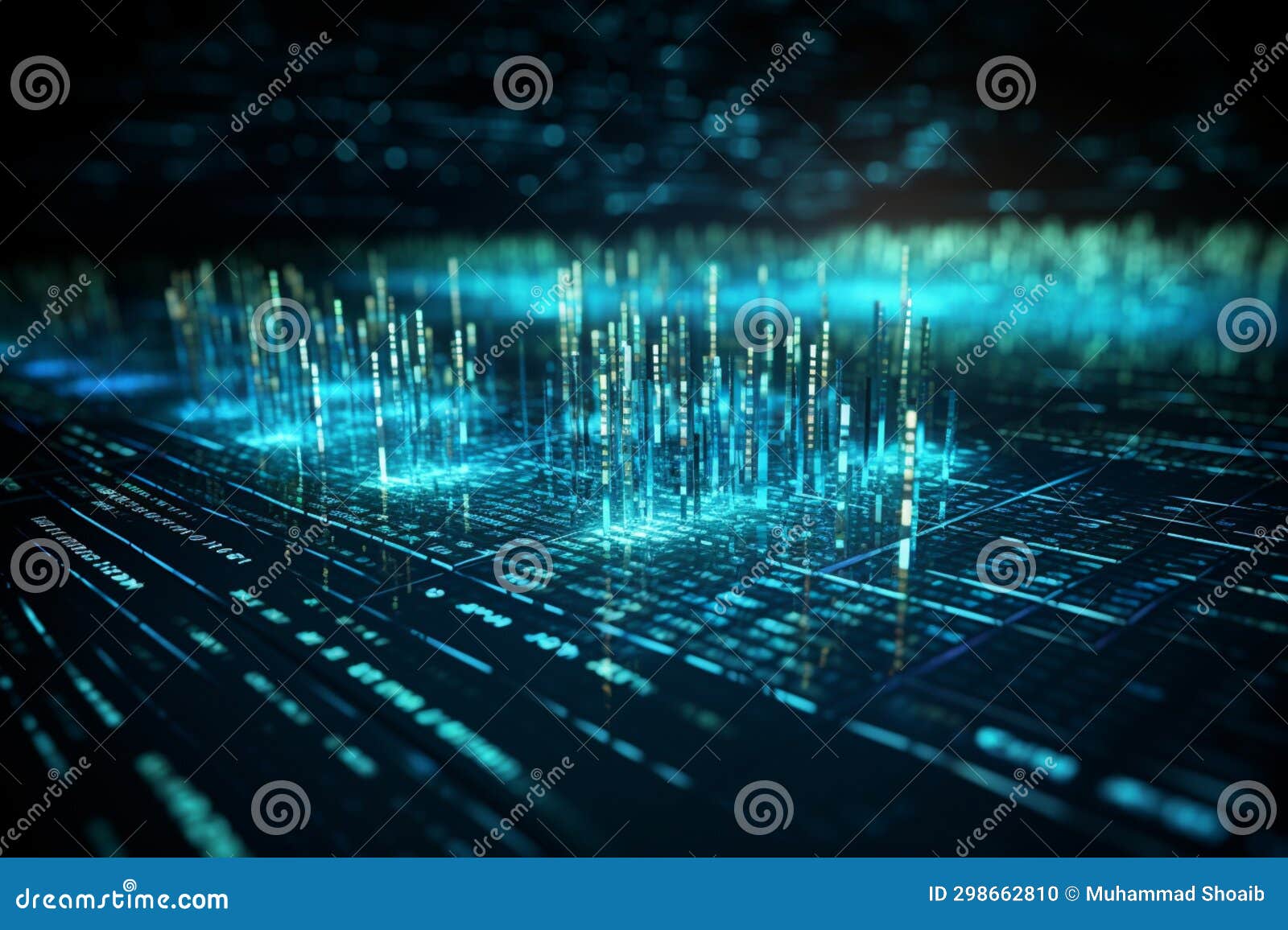 Binary Code Waves Depict Data Flow Digital Security in Internet Technology Stock Illustration ...