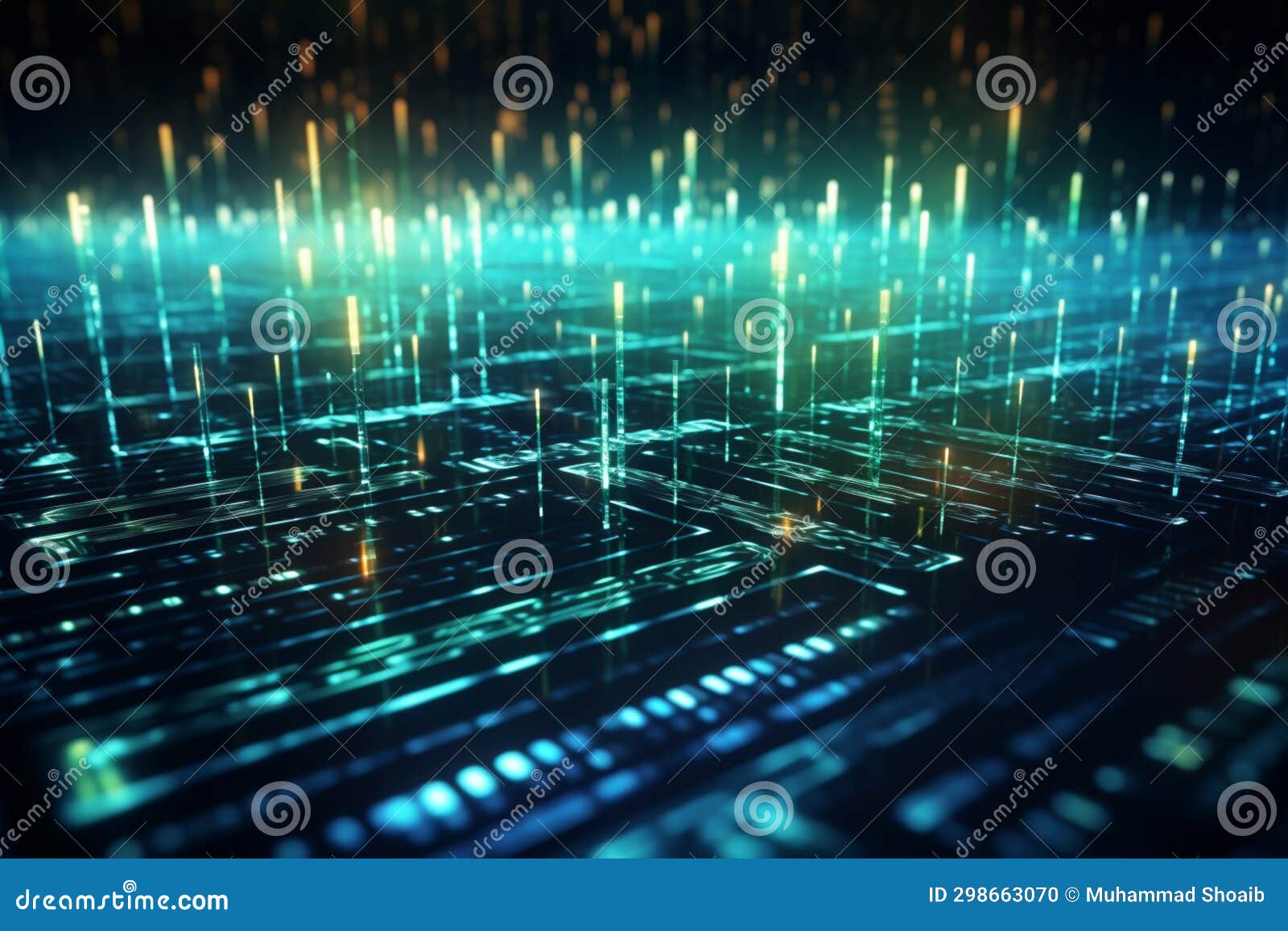 Binary Code Waves Depict Data Flow Digital Security In Internet