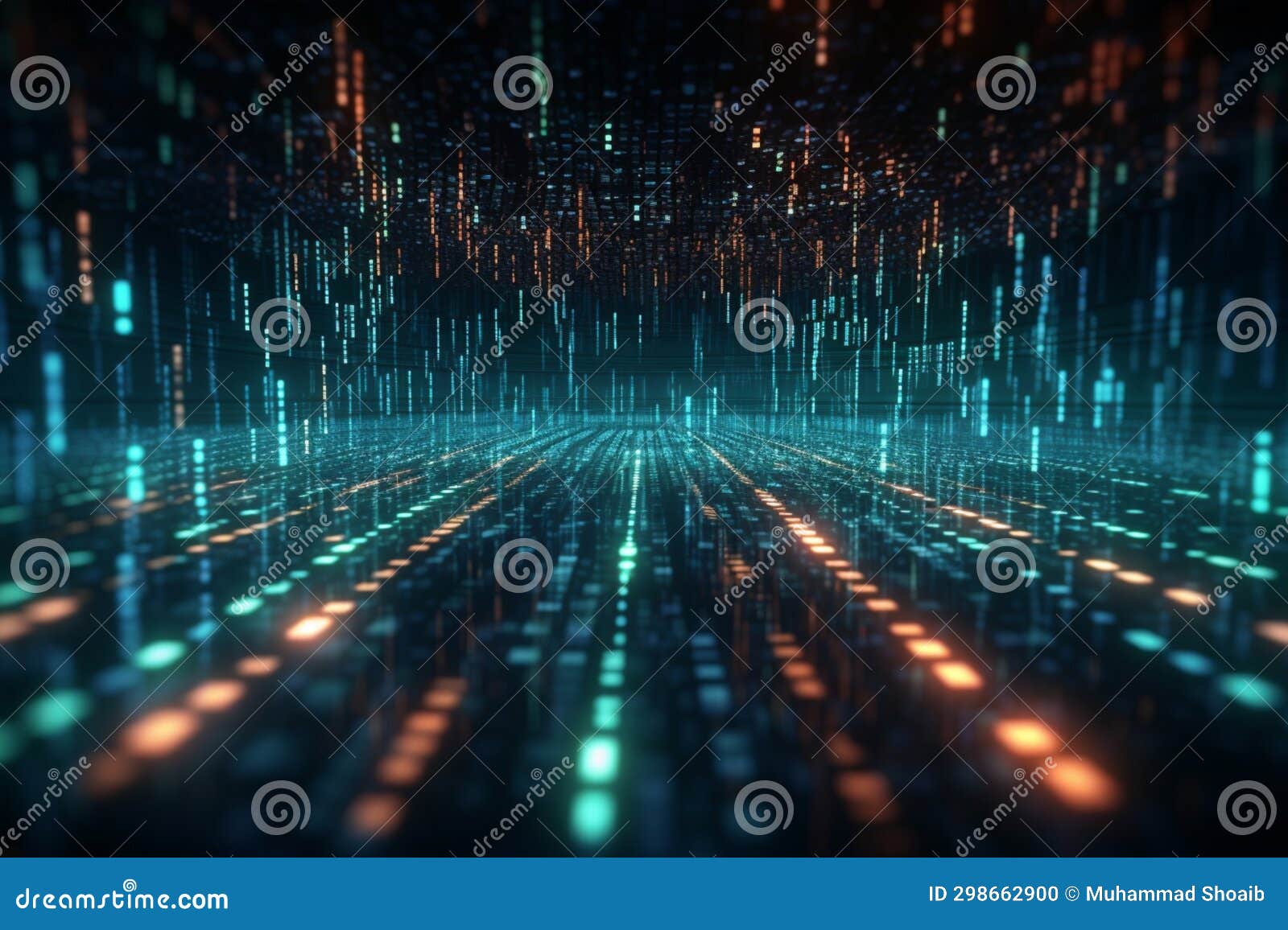 Binary Code Waves Depict Data Flow Digital Security in Internet ...